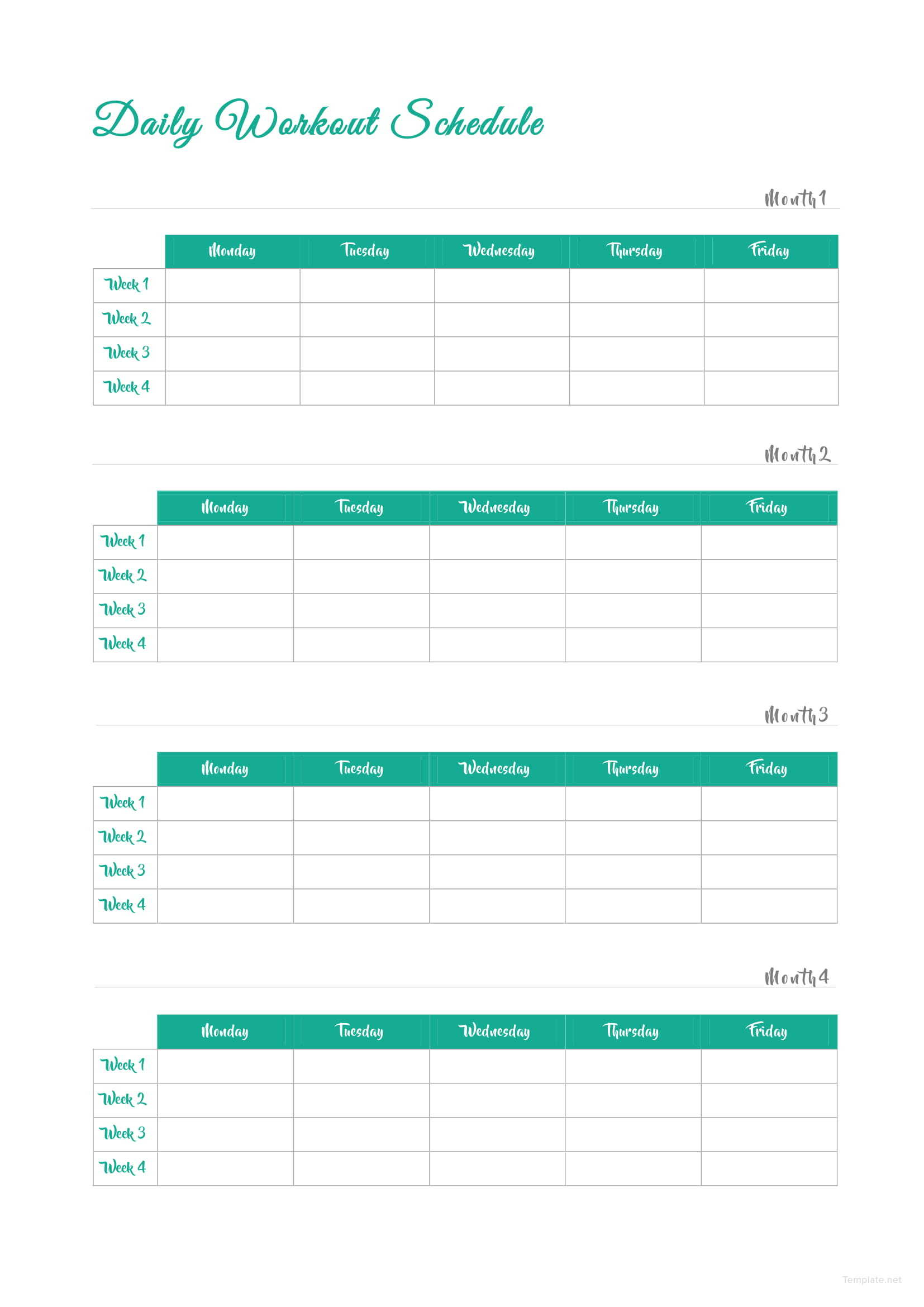 Printable Workout Plan Template 32550 Hot Picture