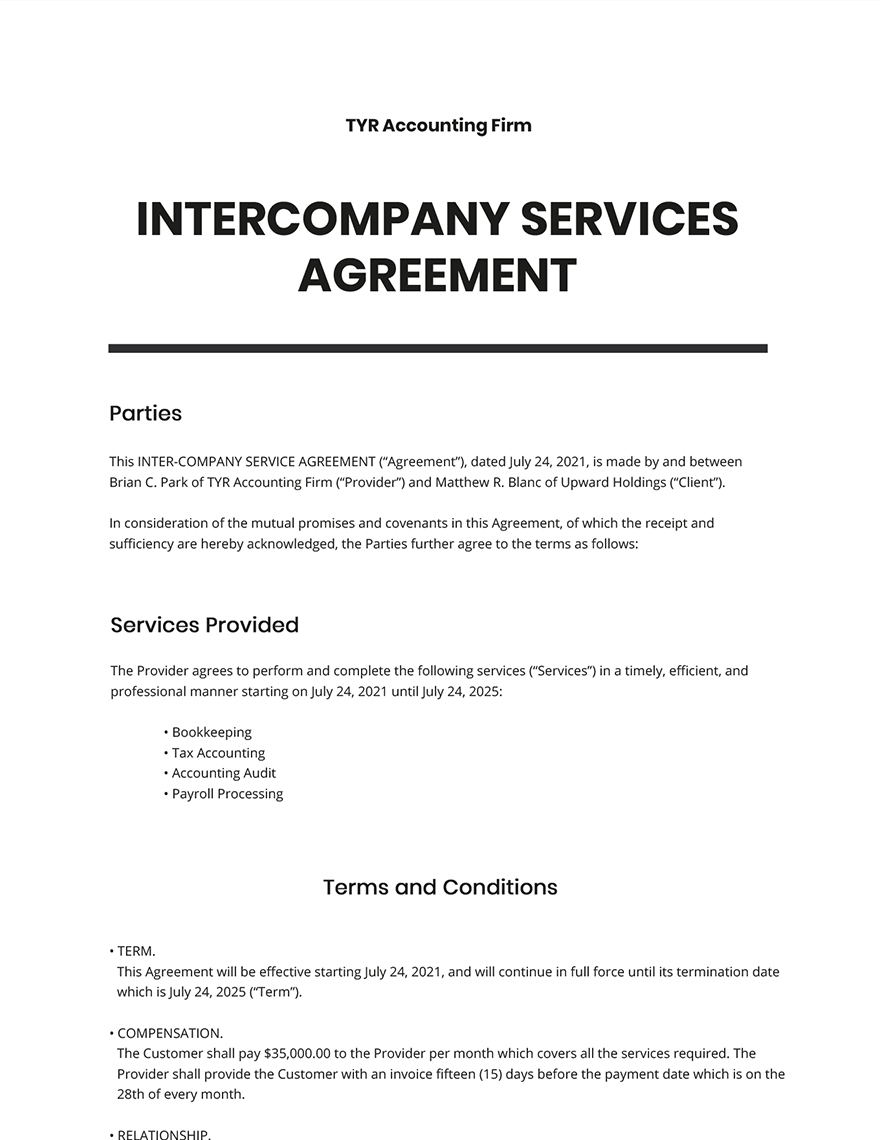 Intercompany Agreement Templates Documents Design Free Download 