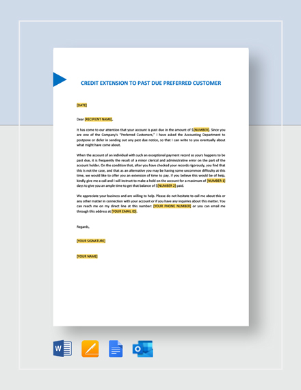 Free Credit Extension to Past Due Preferred Customer Template