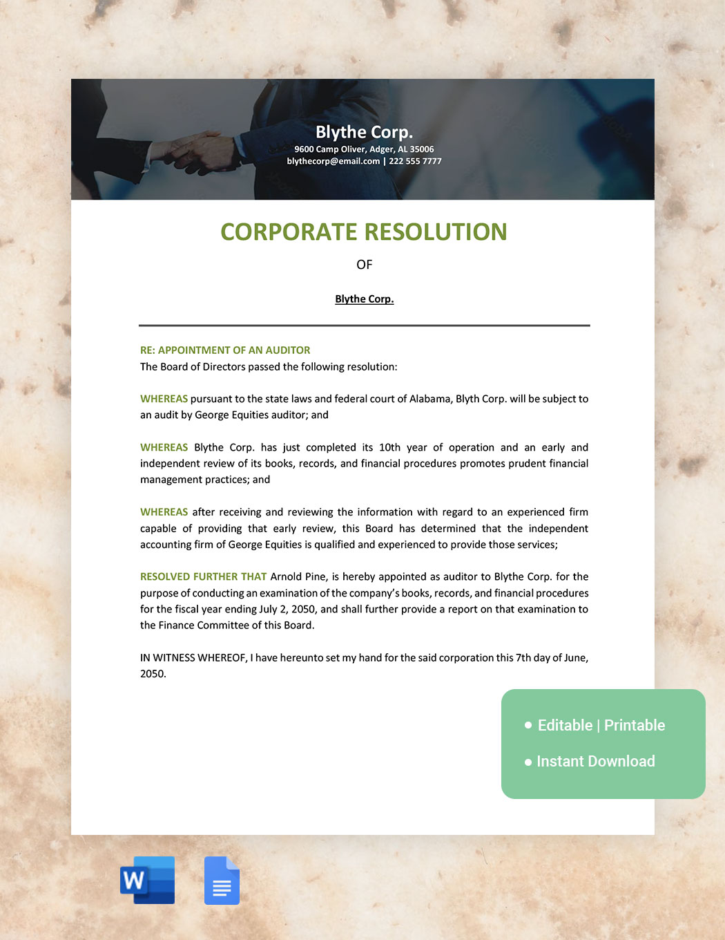 Michigan Corporate Resolution Template - Google Docs, Word | Template.net