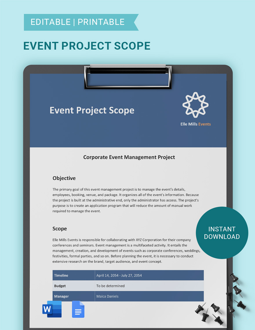 Project Scope Statement Google Docs Word Template
