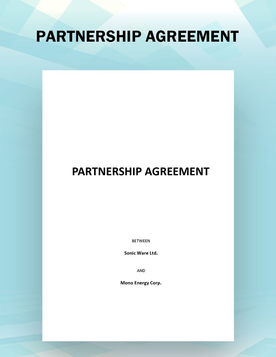 Partnership Agreement Template - Google Docs, Word, Apple Pages ...