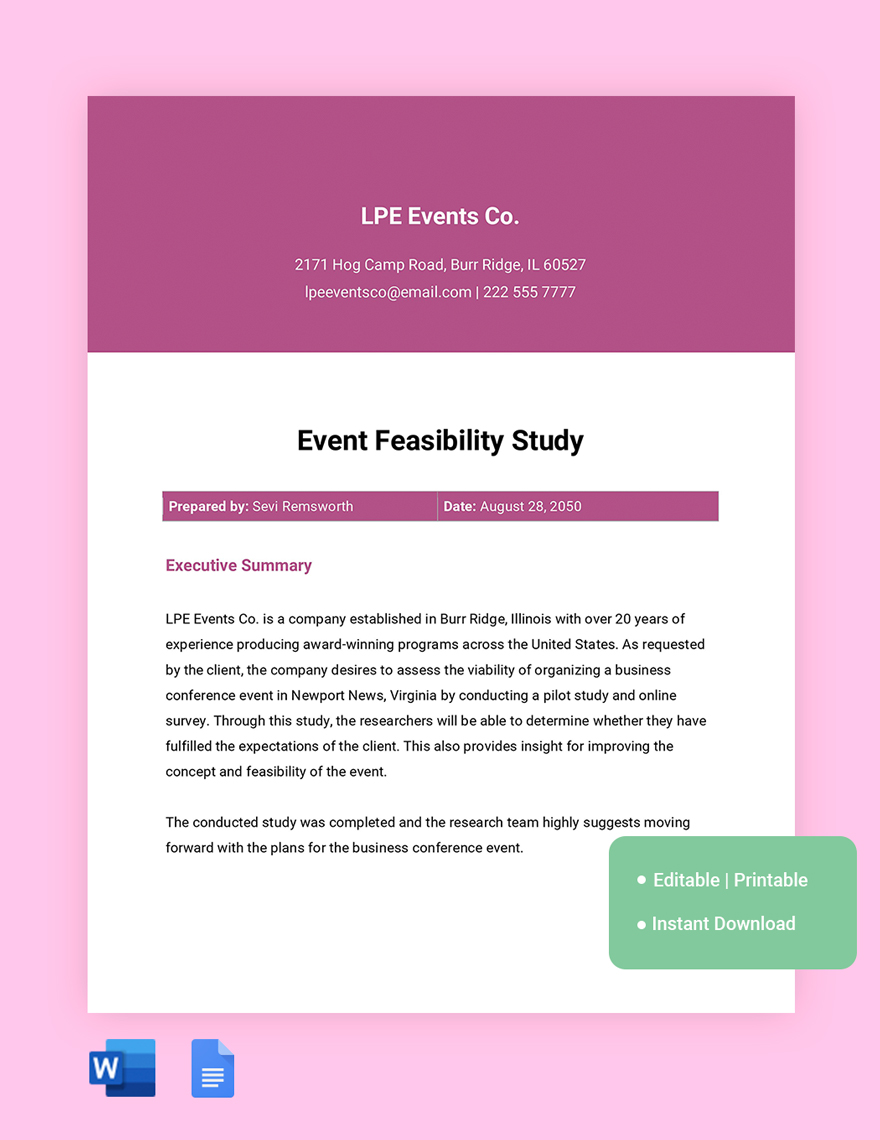 Event Feasibility Study Template Download In Word Google Docs 