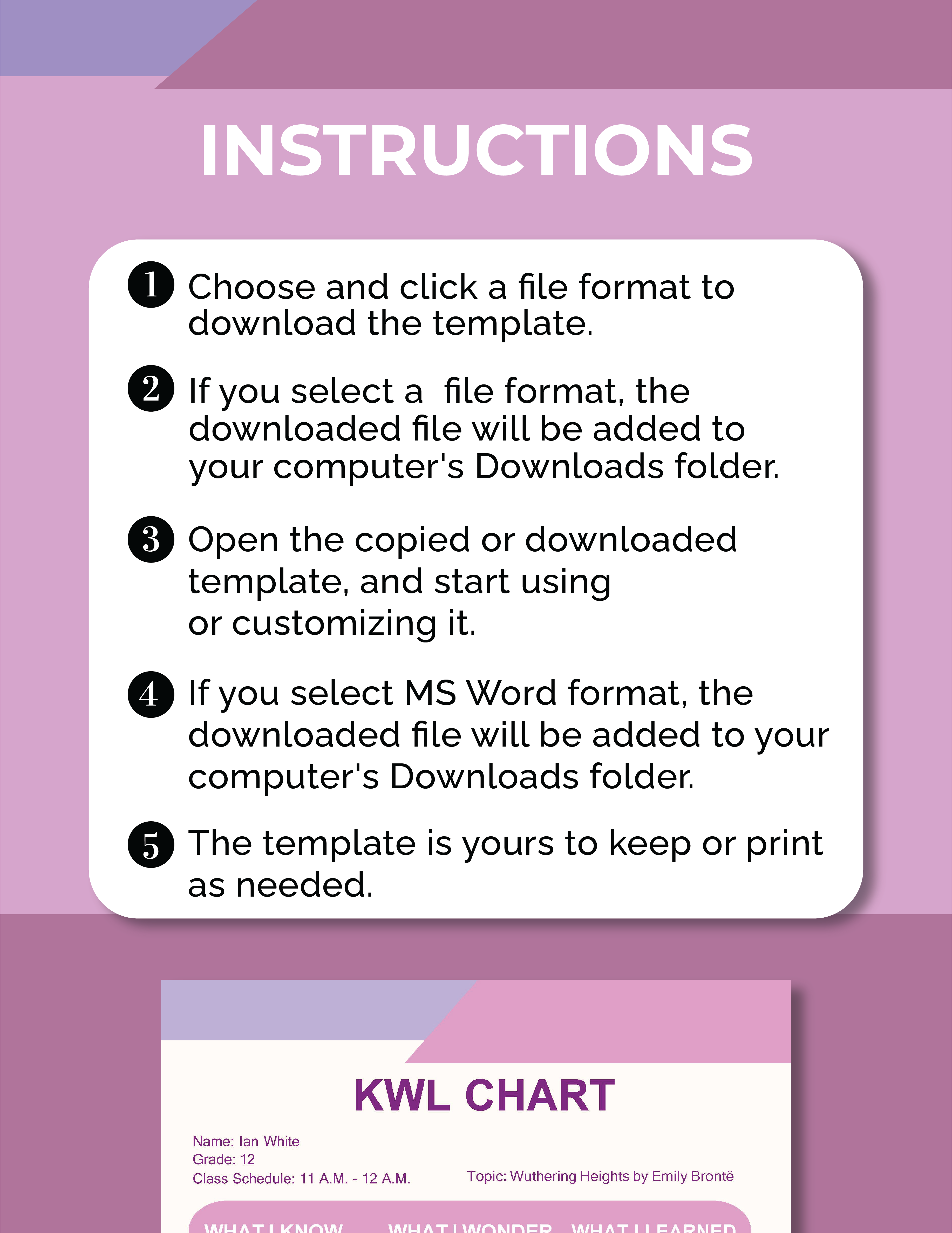 KWL Chart Example - Word, PSD | Template.net