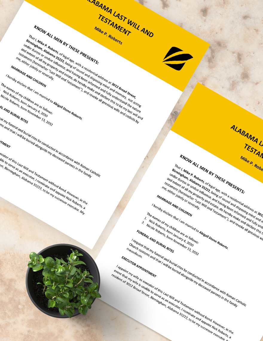 Alabama Last Will And Testament Template Download In Word Google 