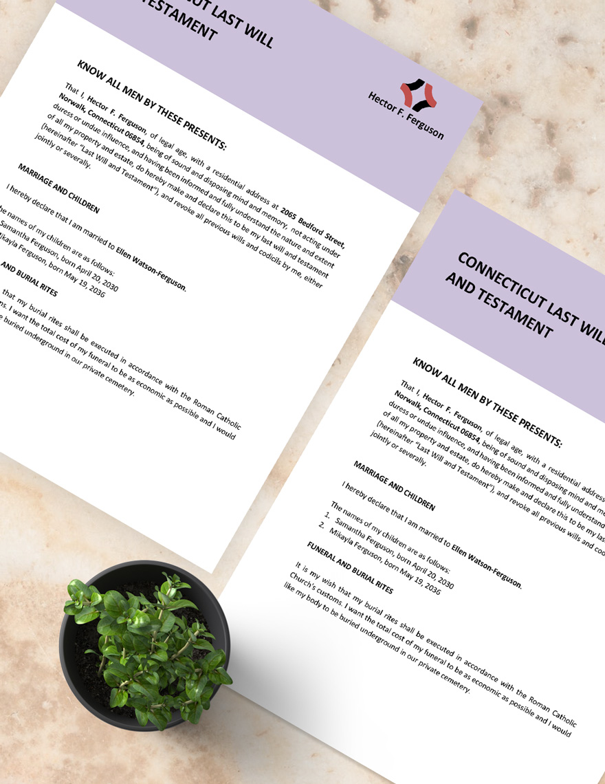 Connecticut Last Will And Testament Template Download In Word Google 