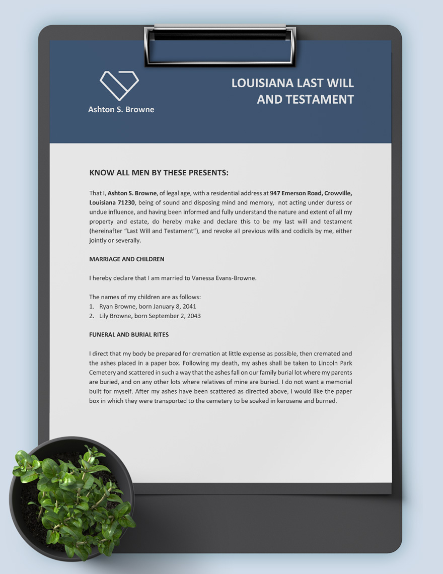 Louisiana Last Will And Testament Template Download In Word Google Docs Template