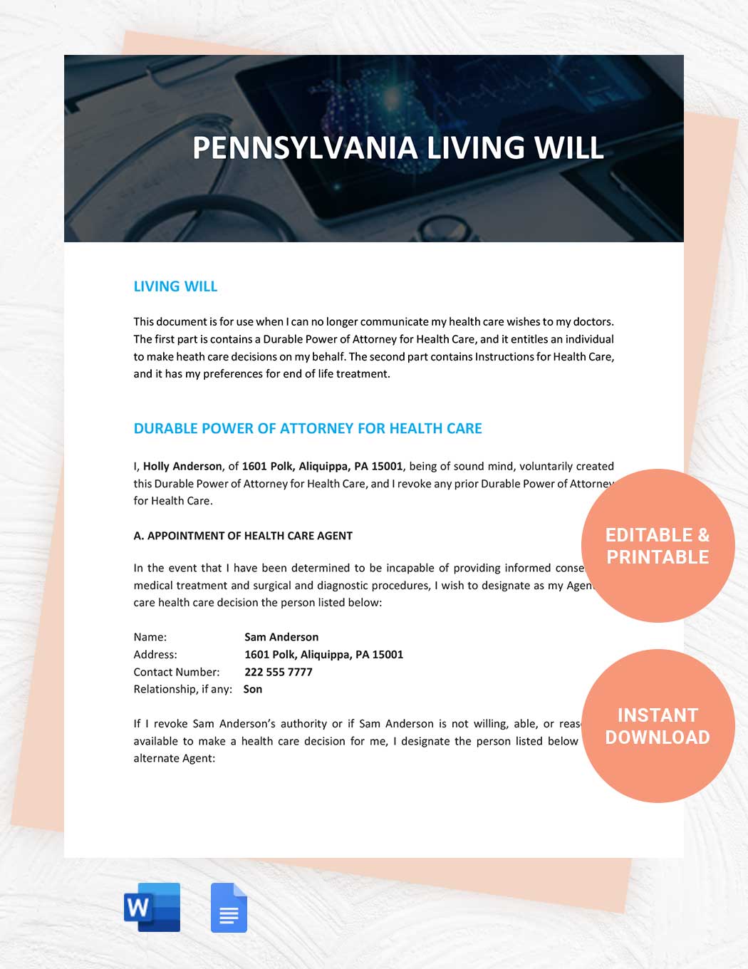 Free Living Will Templates To Edit Online