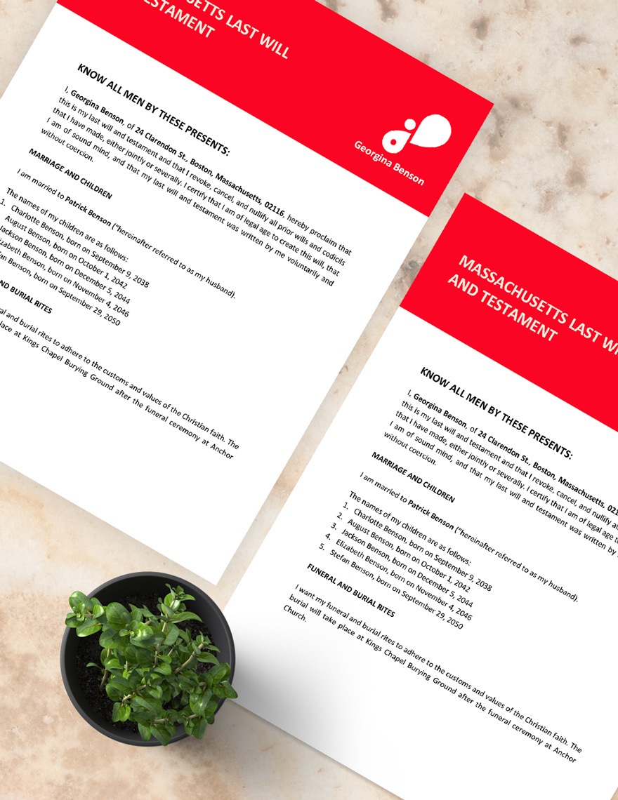 Massachusetts Last Will And Testament Template Download In Word 