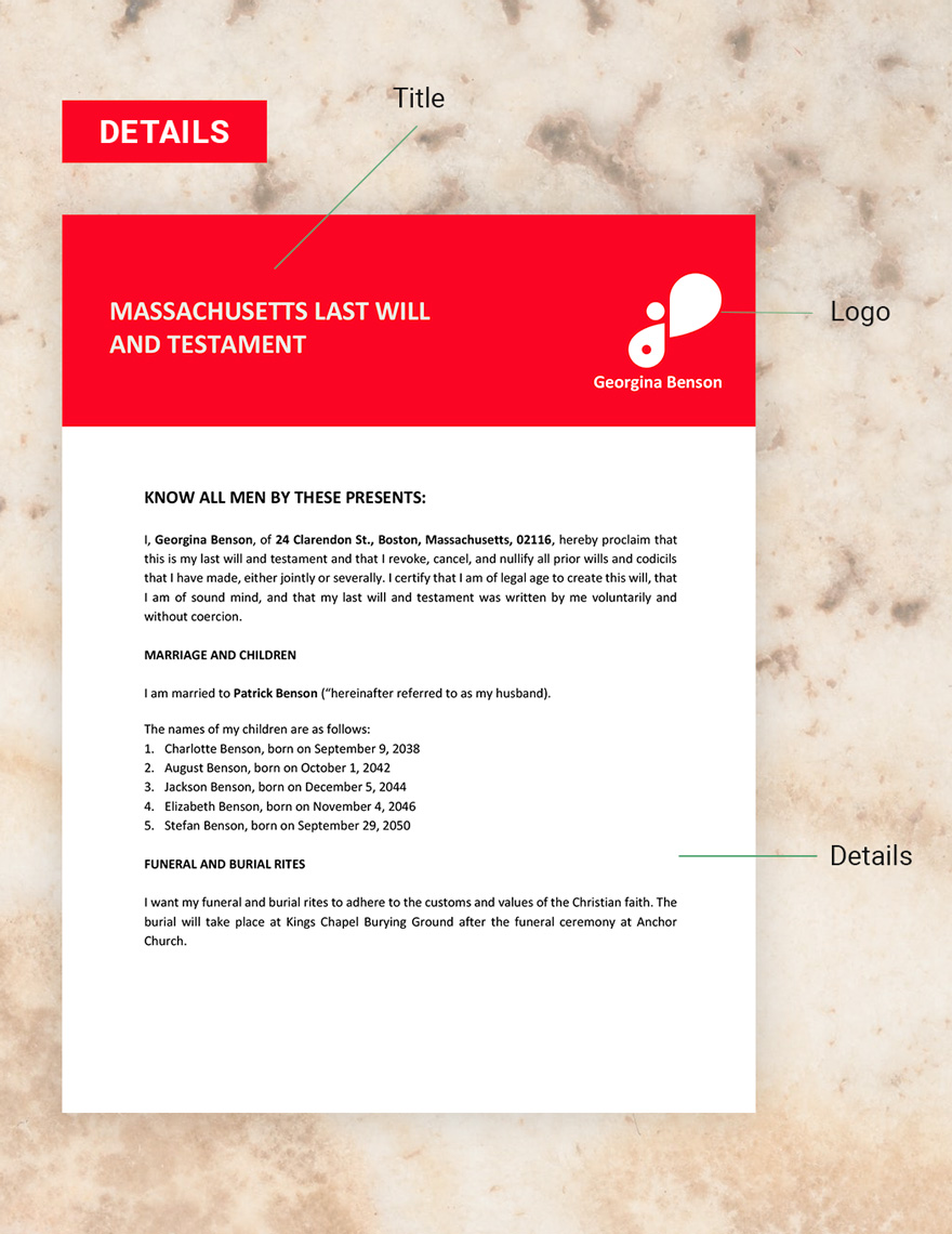 Massachusetts Last Will And Testament Template Download In Word 