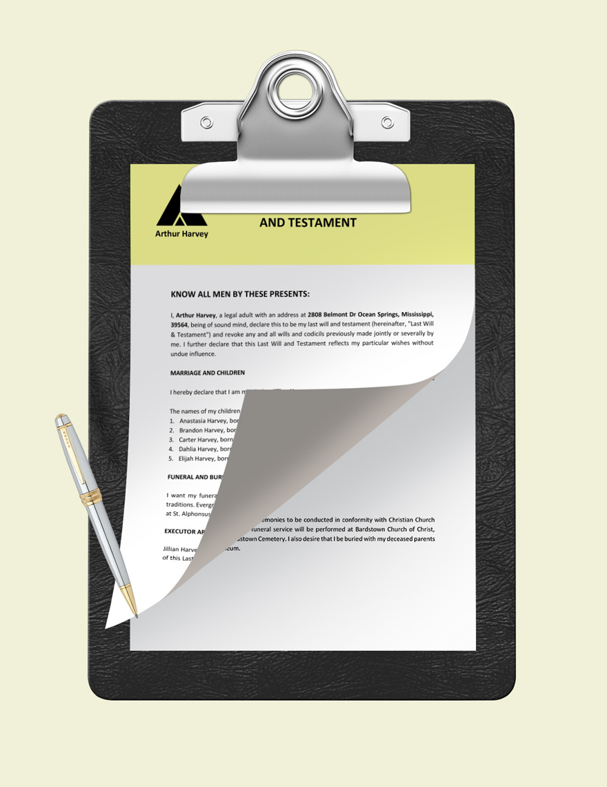 Mississippi Last Will And Testament Template Google Docs Word 