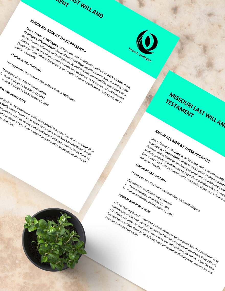 Missouri Last Will And Testament Template Download In Word Google 