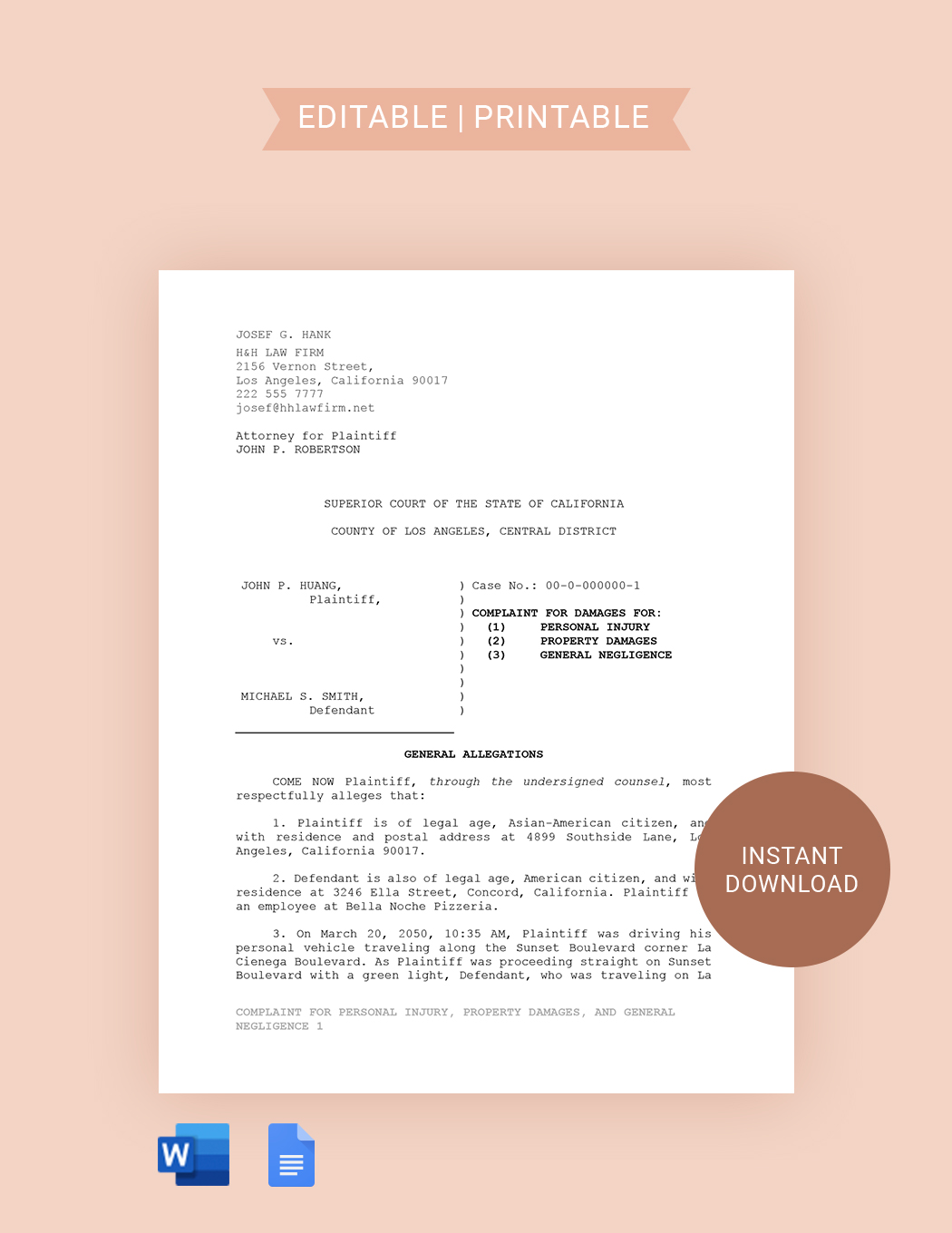 California Pleading Paper Template Google Docs Word Template