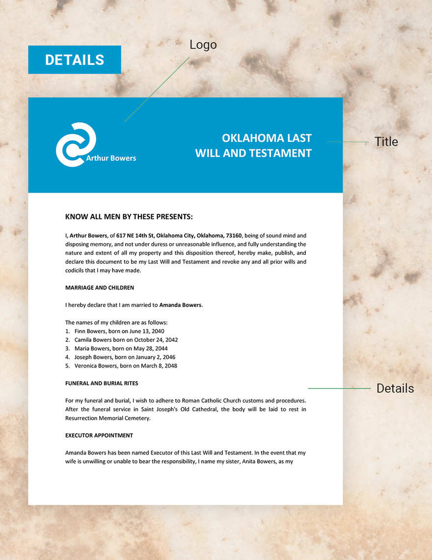 Oklahoma Last Will And Testament Template Google Docs Word 
