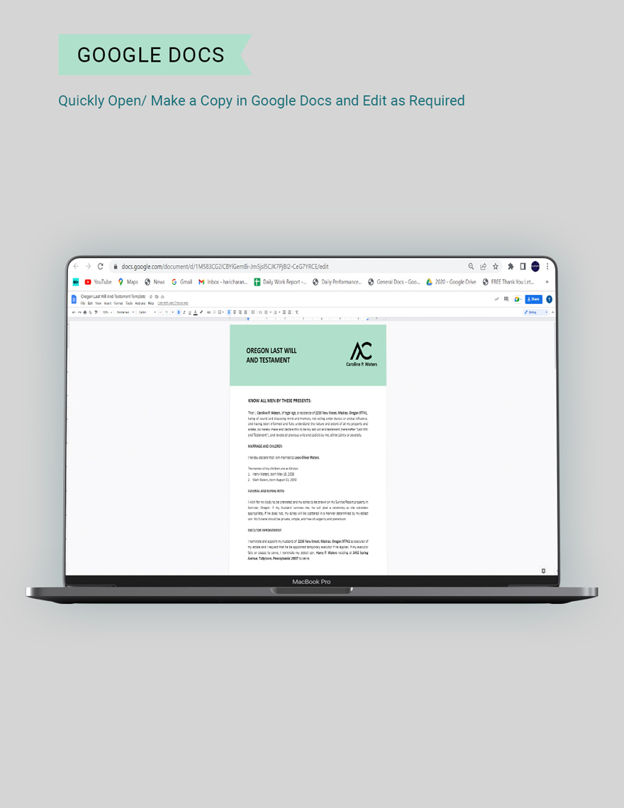 Oregon Last Will And Testament Template Download In Word Google Docs 