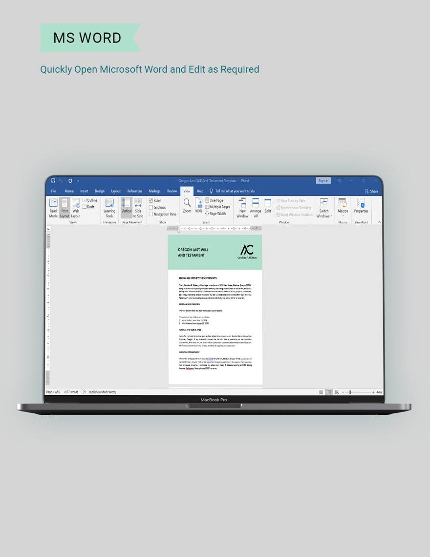 Last Will And Testament Oregon Template
