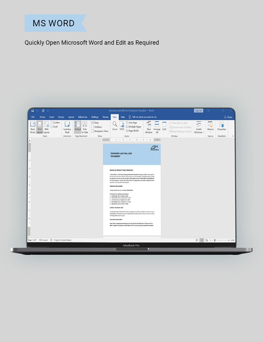 Tennessee Last Will And Testament Template Download In Word Google 