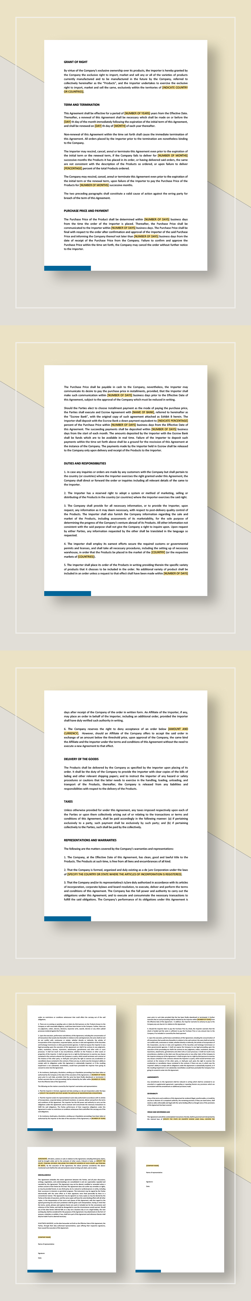 Exclusive Importation and Sales Agreement Template - Google Docs, Word ...