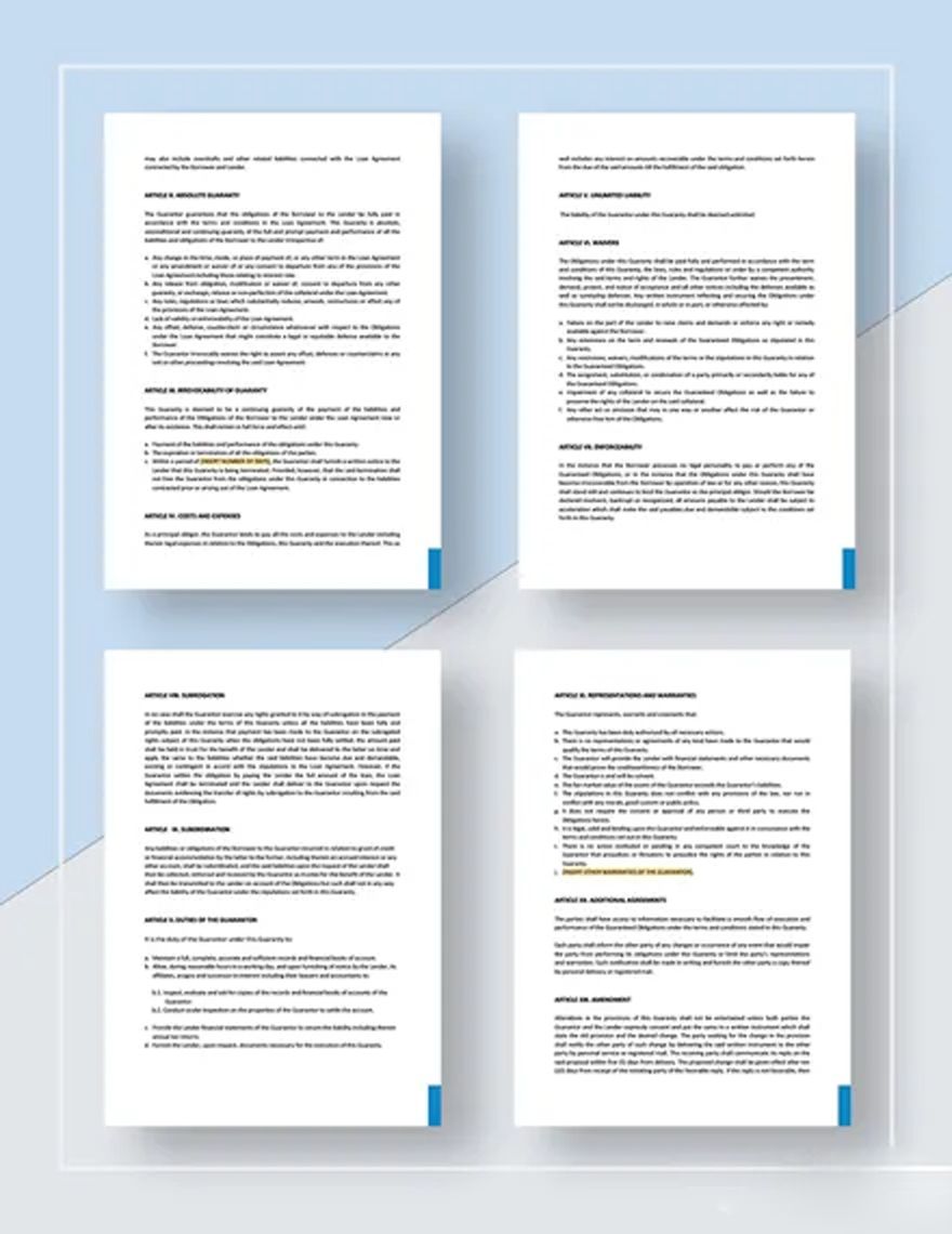 Unlimited Guaranty Template - Google Docs, Word, Apple Pages | Template.net