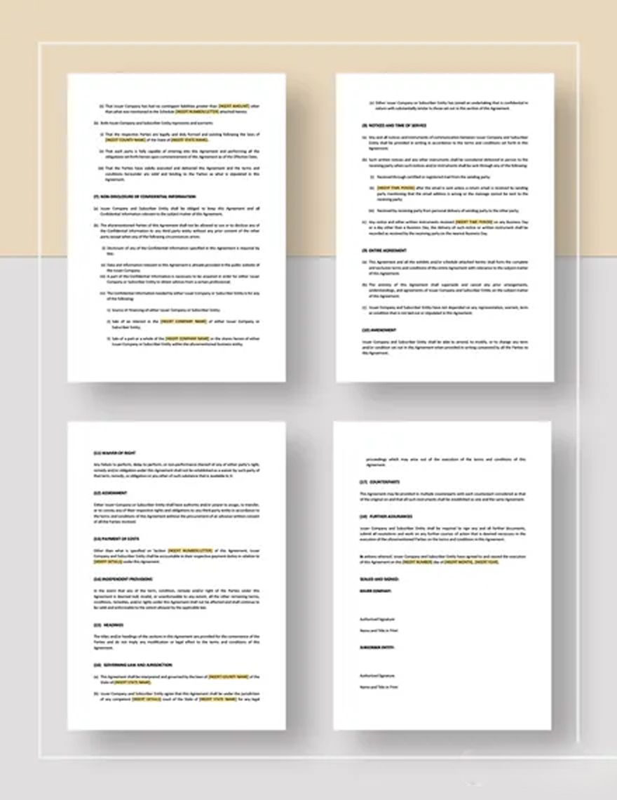 Share Subscription Agreement Private Long Form Template - Google Docs ...