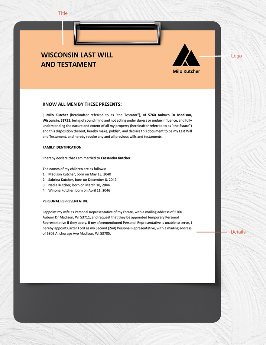 Wisconsin Last Will And Testament Template Download In Word Google 