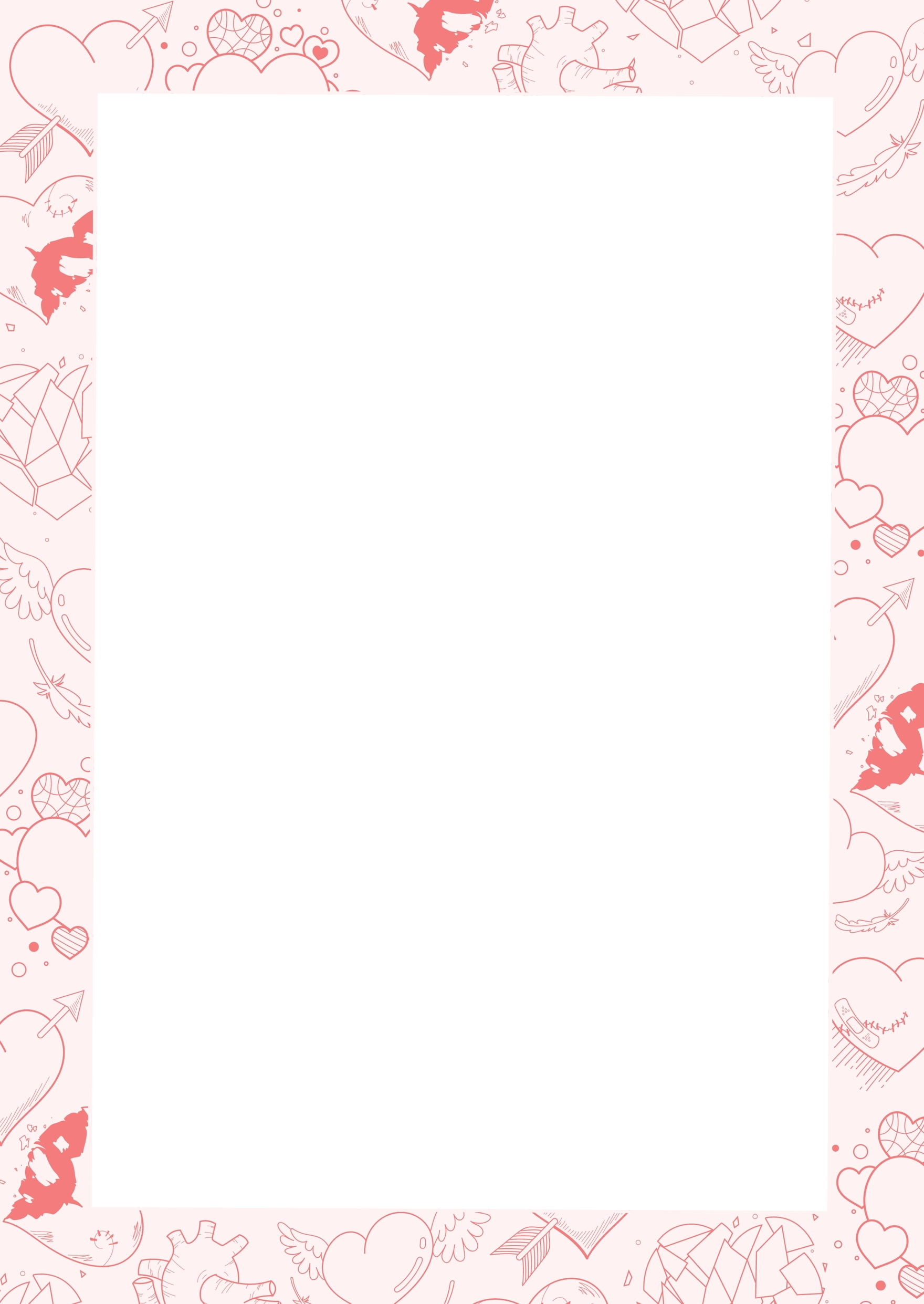 Heart Page Border Google Docs Illustrator Word Template