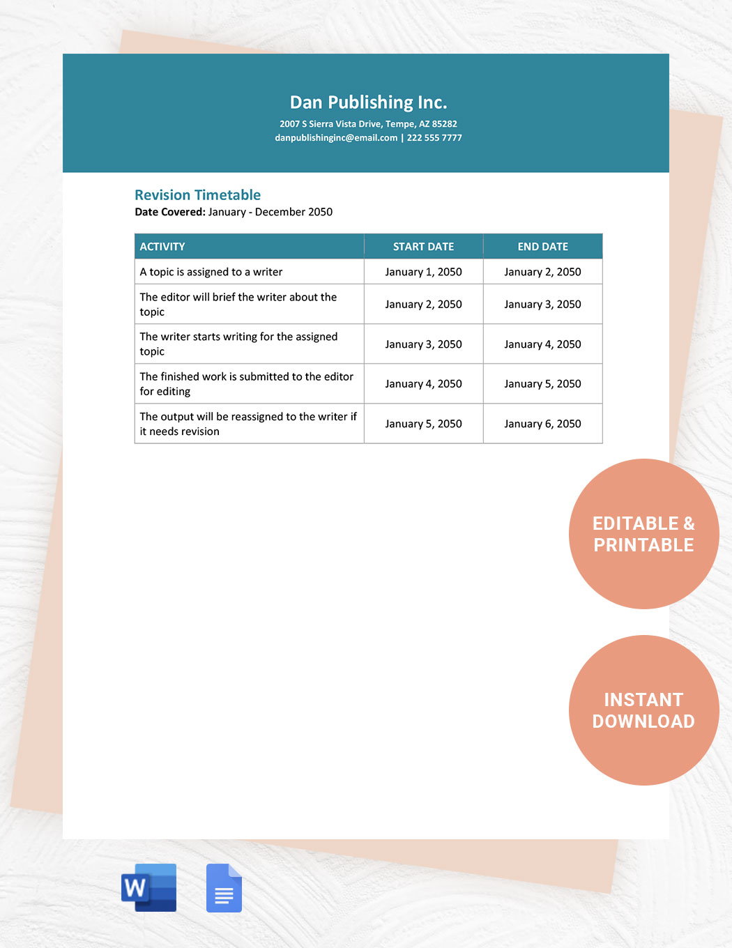 Revision Timetable Sample Template Download In Word Google Docs 