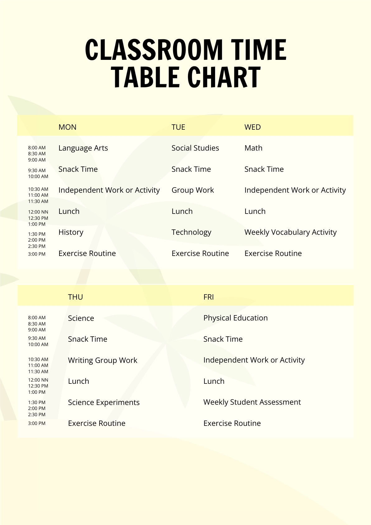 Classroom Chart Template at Abigail Mathy blog