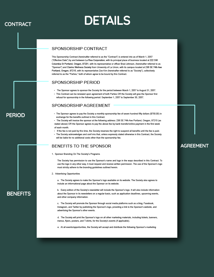 Sponsorship Contract Template - Google Docs, Word, Apple Pages ...