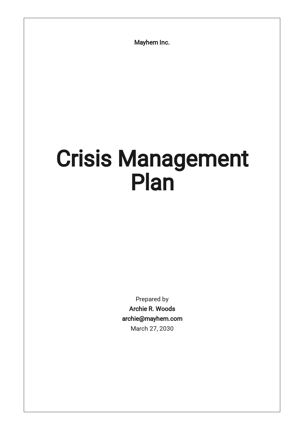  Crisis Management Plan Template Word 