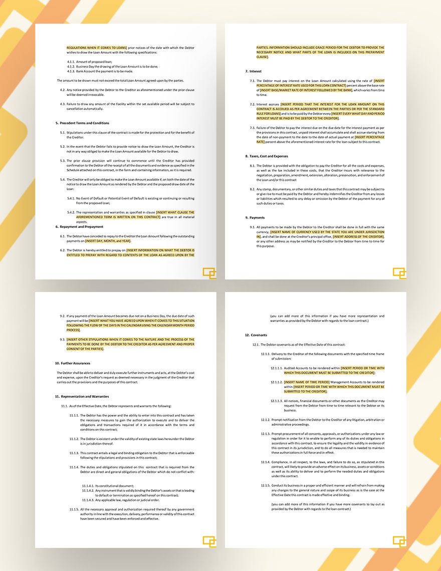 Loan Contract Template - Google Docs, Word, Apple Pages | Template.net