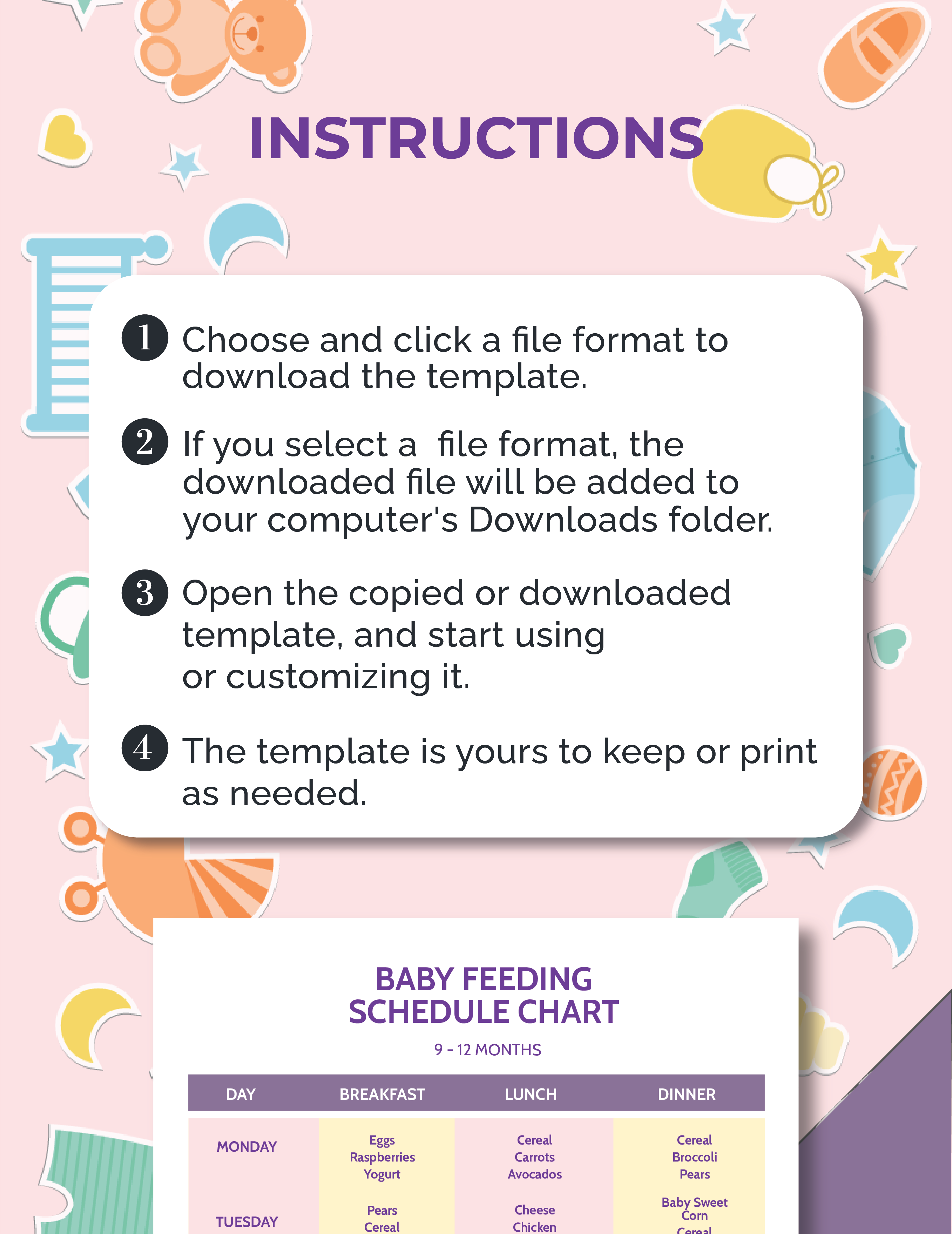 Free Baby Feeding Schedule Chart - Download in PDF, Illustrator ...