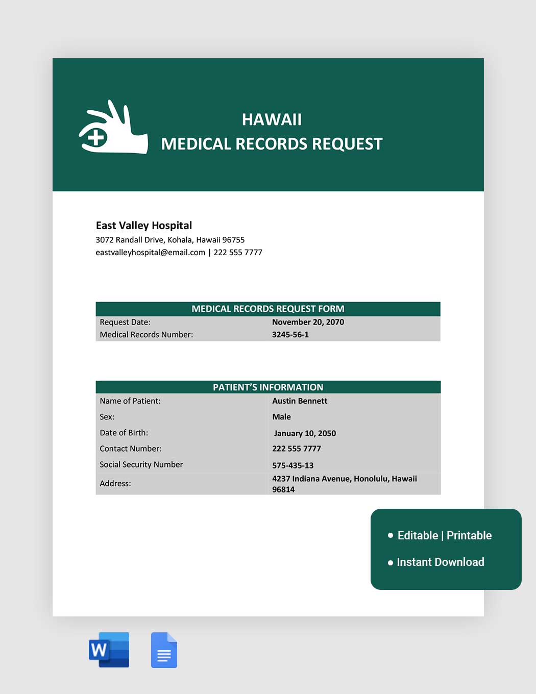 Arizona Medical Records Request Template - Google Docs, Word | Template.net