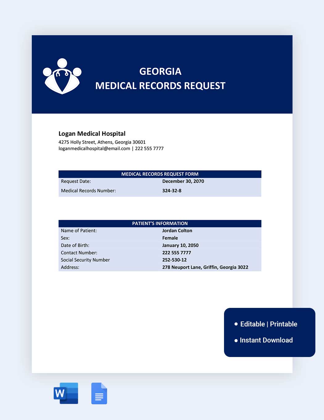 New Mexico Medical Records Request Template - Google Docs, Word ...