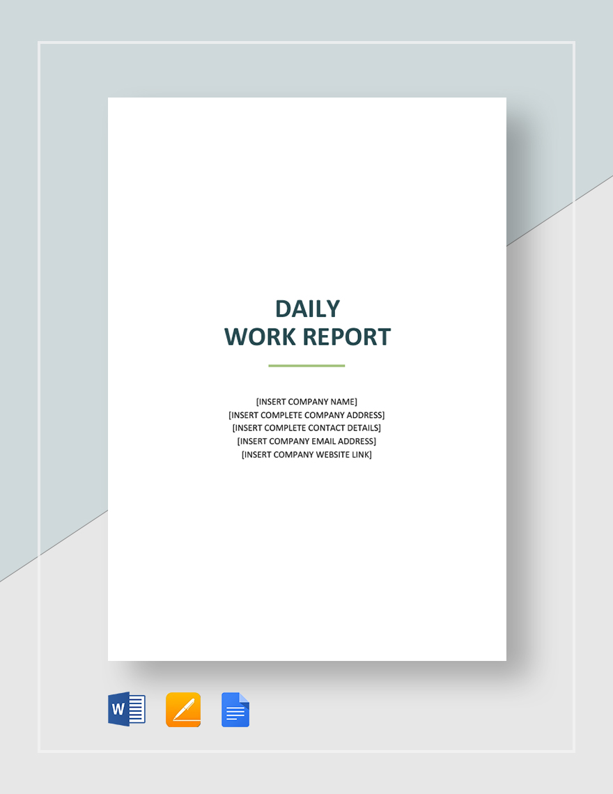 Daily Work Report Template Download In Word Google Docs Apple Pages 