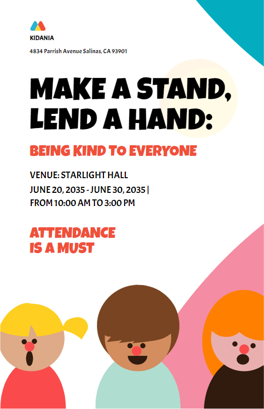 No Bullying Poster Template - Download in Word, Illustrator, PSD ...