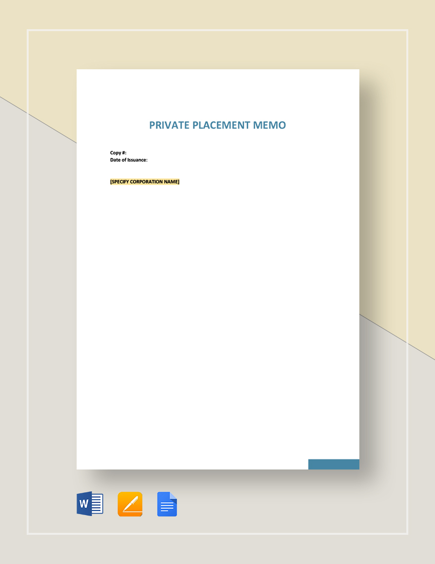 Private Placement Memo Template - Google Docs, Word, Apple Pages | Template.net