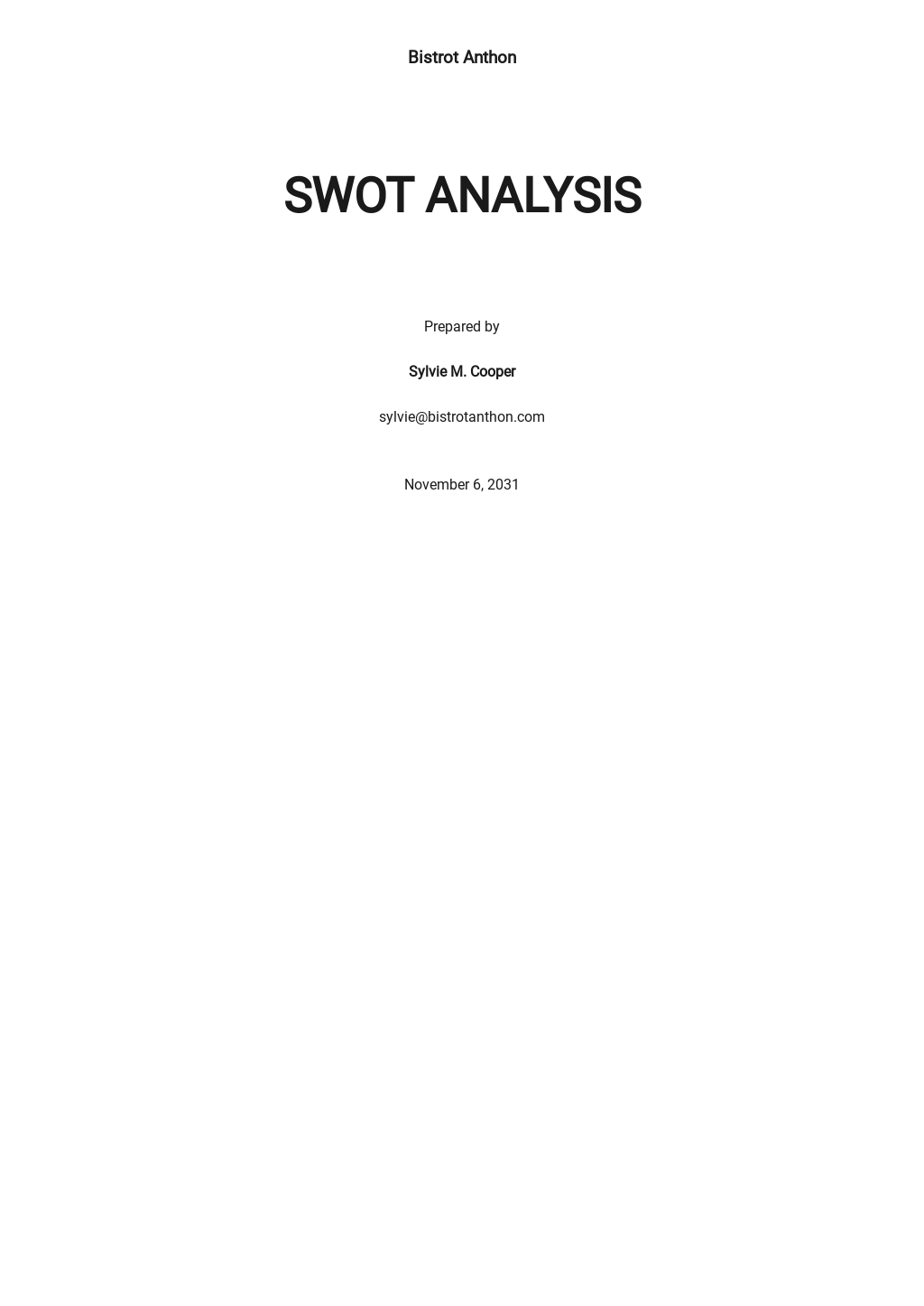 Minimal IT Swot Analysis Template - Google Docs, Word, Apple Pages ...