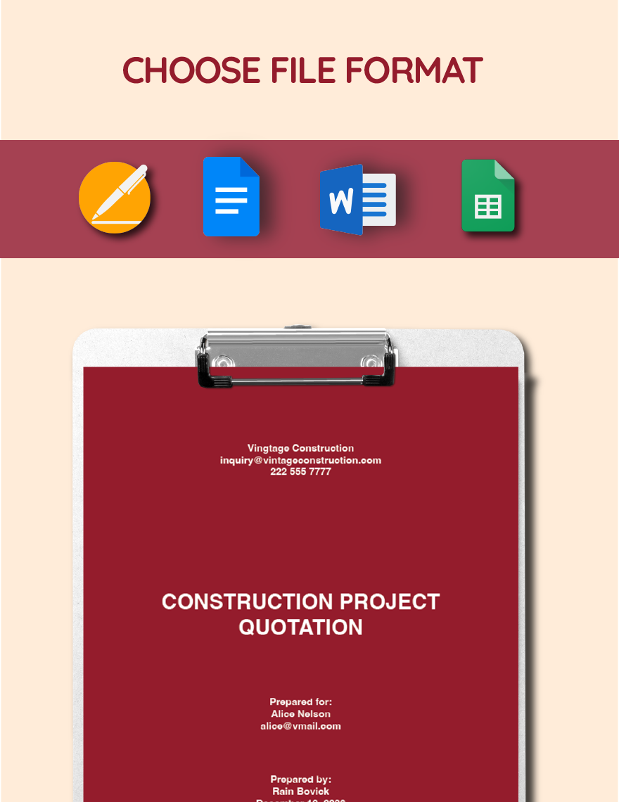 Project Quotation Template - Google Docs, Google Sheets, Word, Apple ...