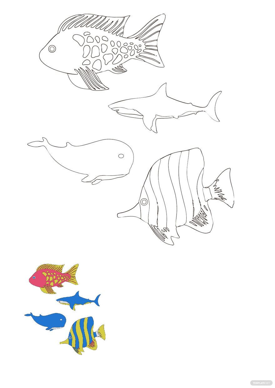 Free Ocean Animals Color Pages PDF Template Free Ocean Animals Color Pages PDF Template