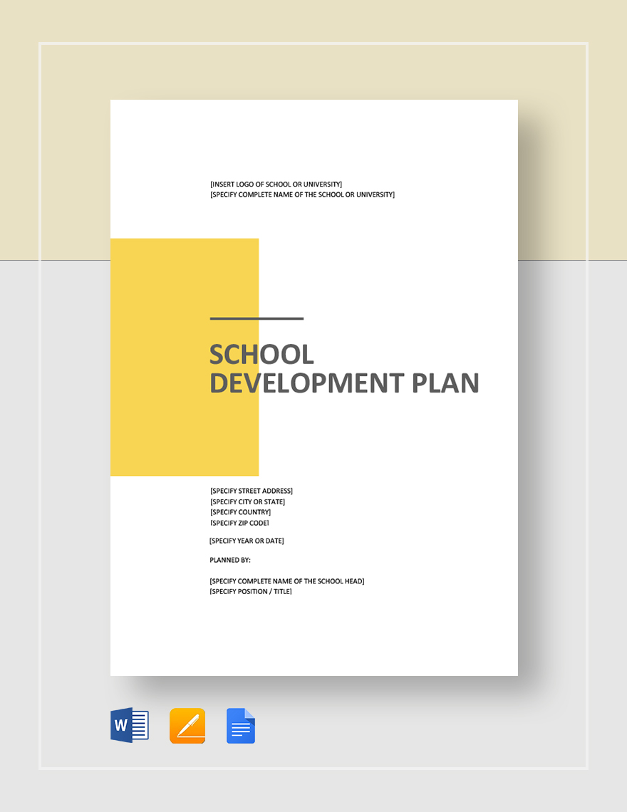 School Professional Development Plan Template - Google Docs, Word ...