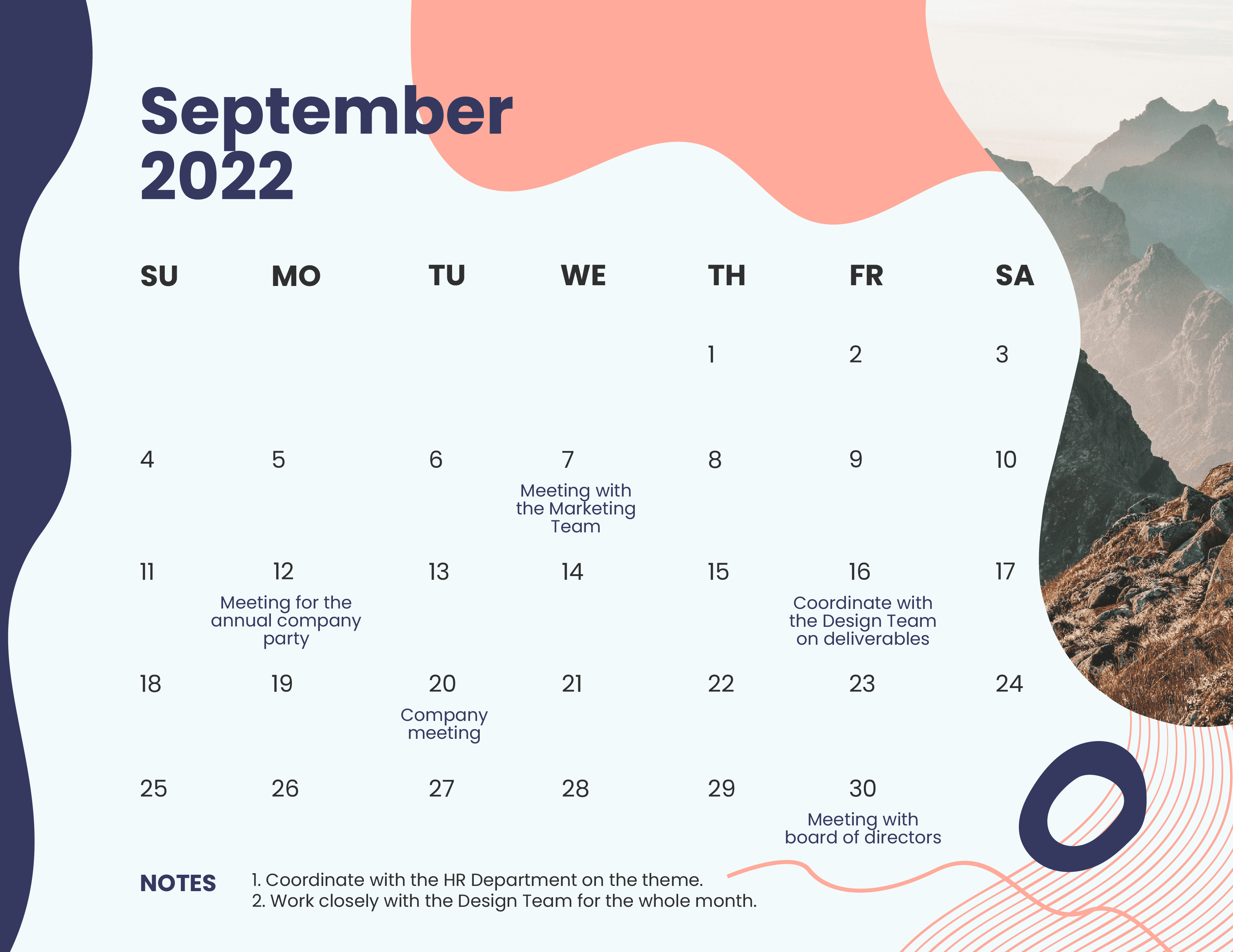 September 2022 Calendar With Holidays Template - Edit Online & Download ...