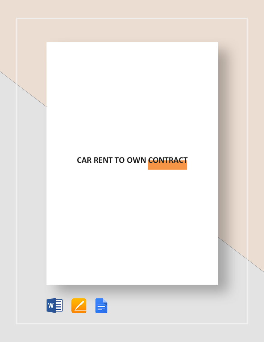 Car Rent To Own Contract Template Google Docs Word Apple Pages 