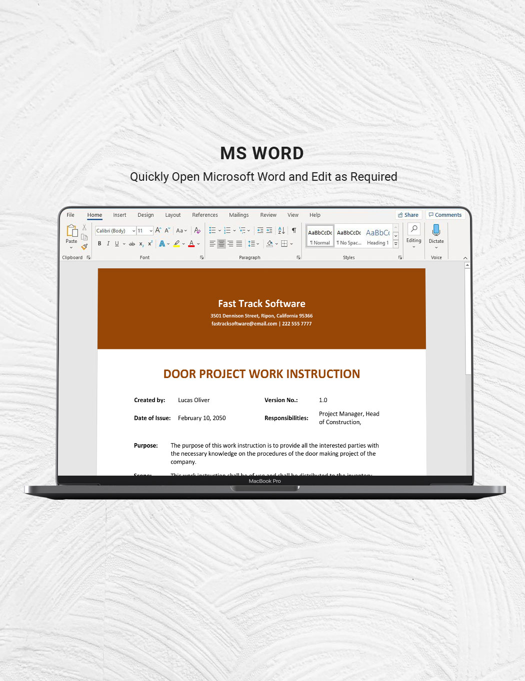 Project Work Instruction Template - Download in Word, Google Docs ...