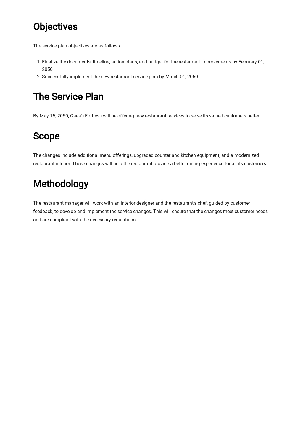 Service Plan Template Free PDF Google Docs Word Apple Pages PDF 