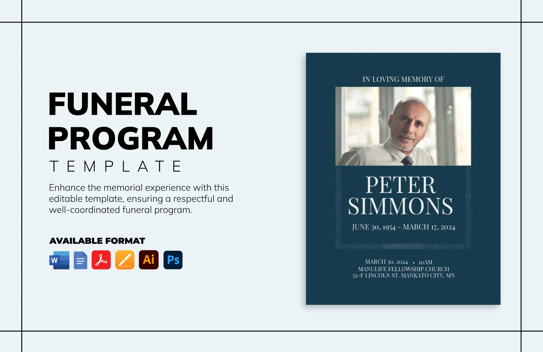 A3 Funeral Program Poster Template - Download in Word, Google Docs, PSD ...