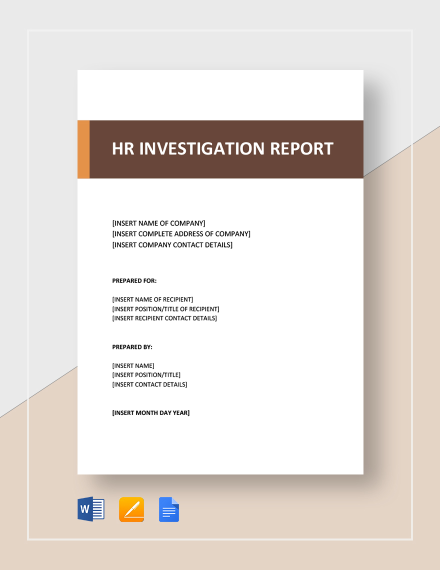 HR Investigation Report Template - Google Docs, Word, Apple Pages ...
