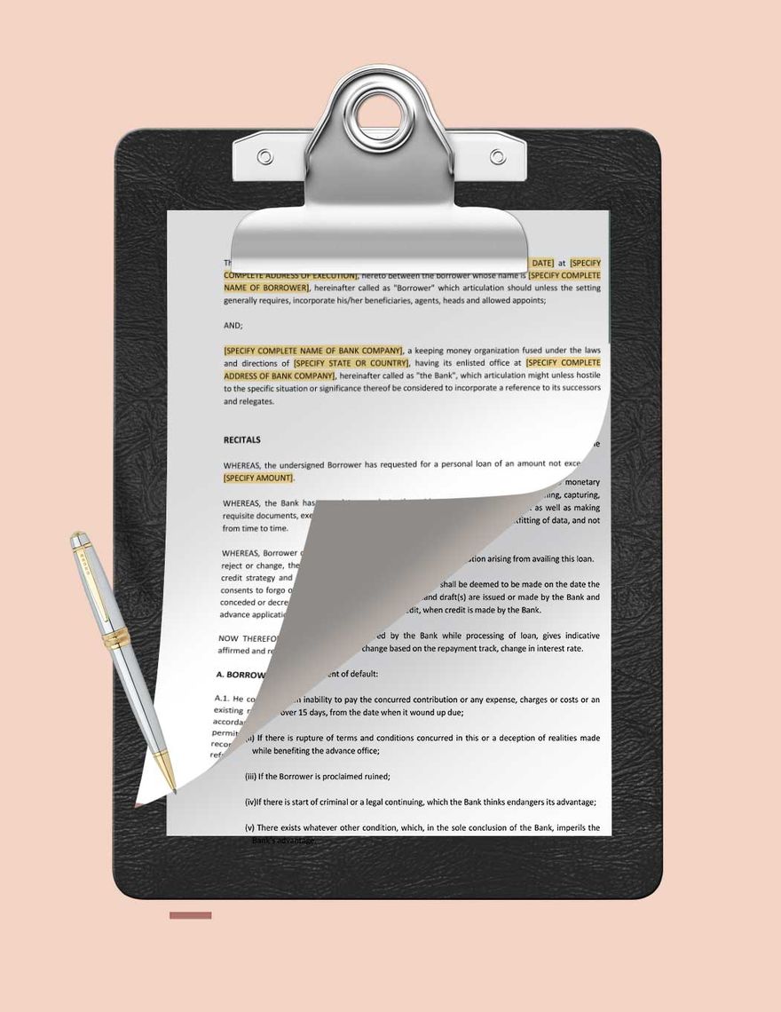 Personal Loan Agreement Template - Google Docs, Word, Apple Pages ...