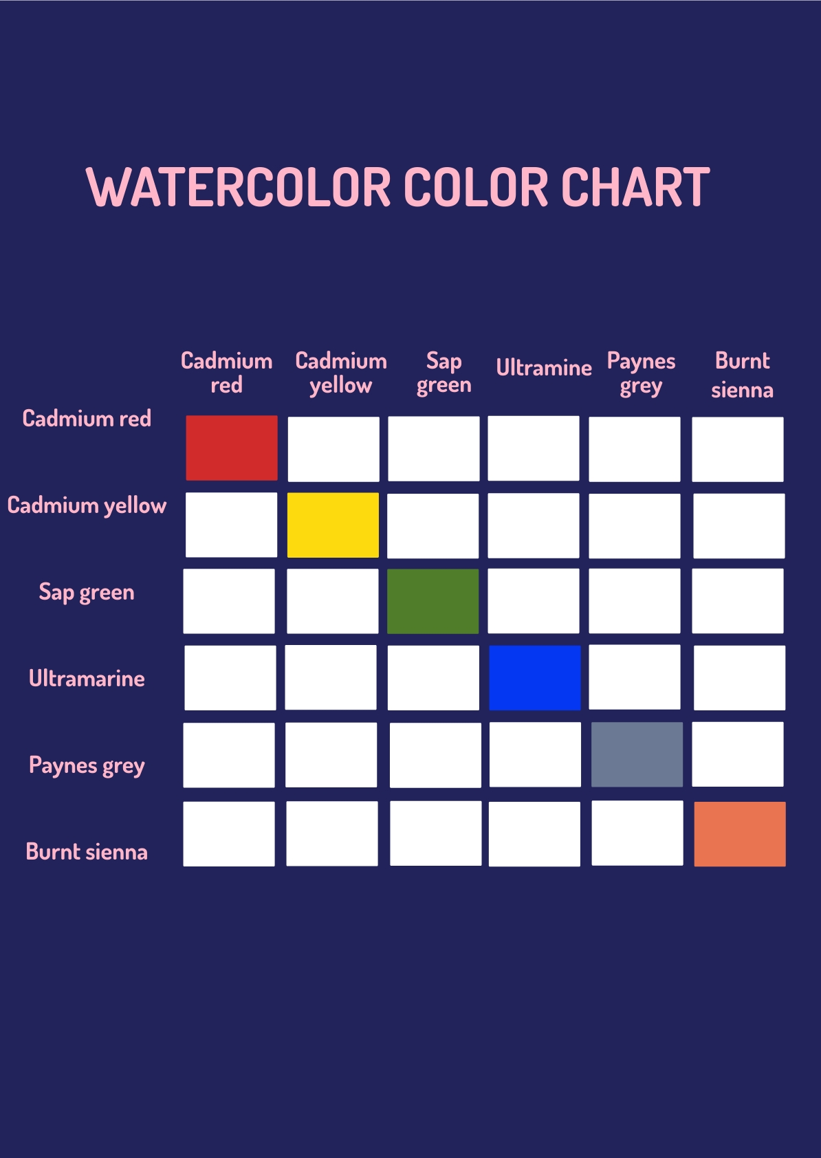 Castle Arts Color Chart Template - Edit Online & Download Example ...