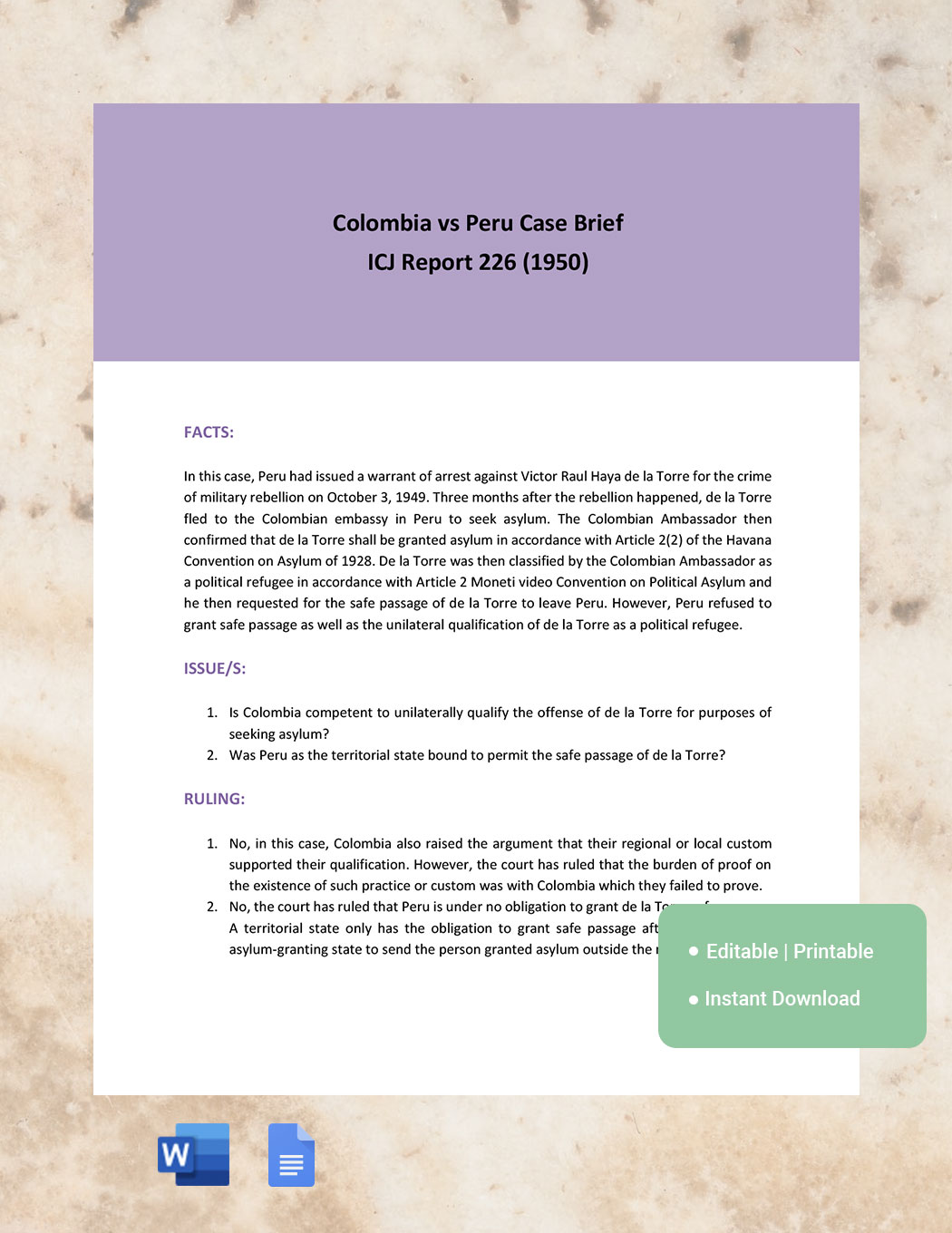 Case Brief Outline Template Google Docs Word Template